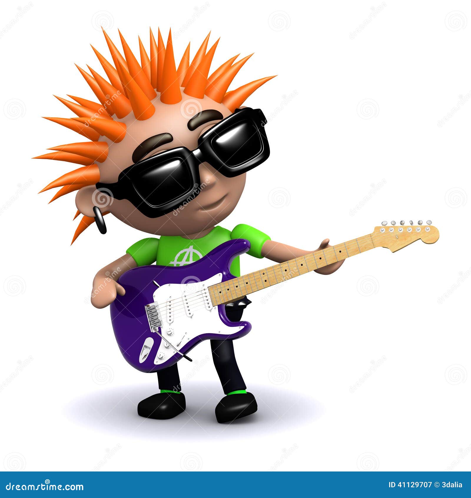 3d Punk guitarist stock illustration. Illustration of spiky - 41129707