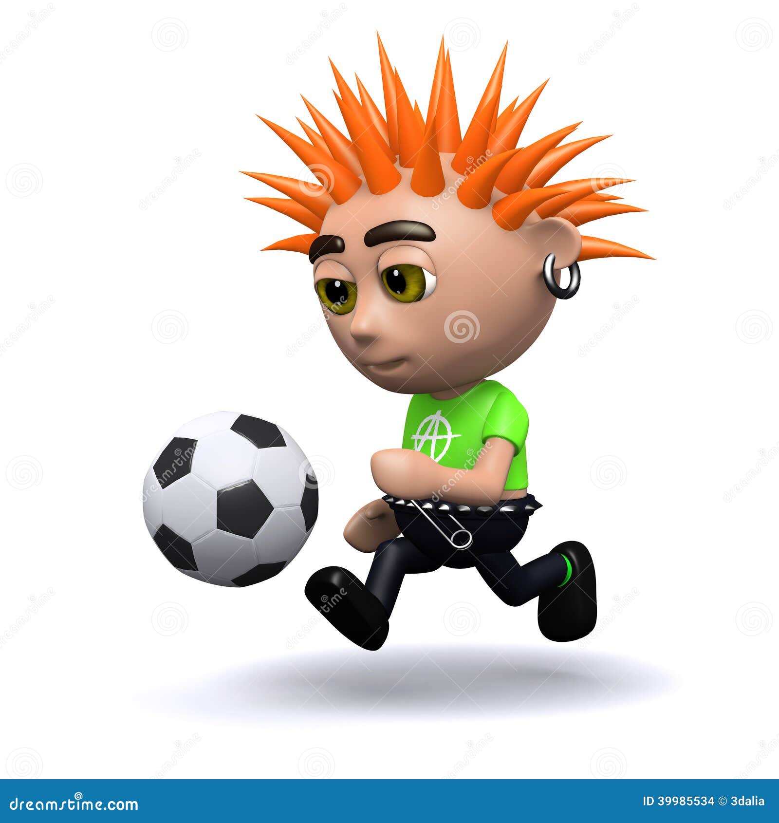 3d Punk plays football stock illustration. Illustration of hipster ...