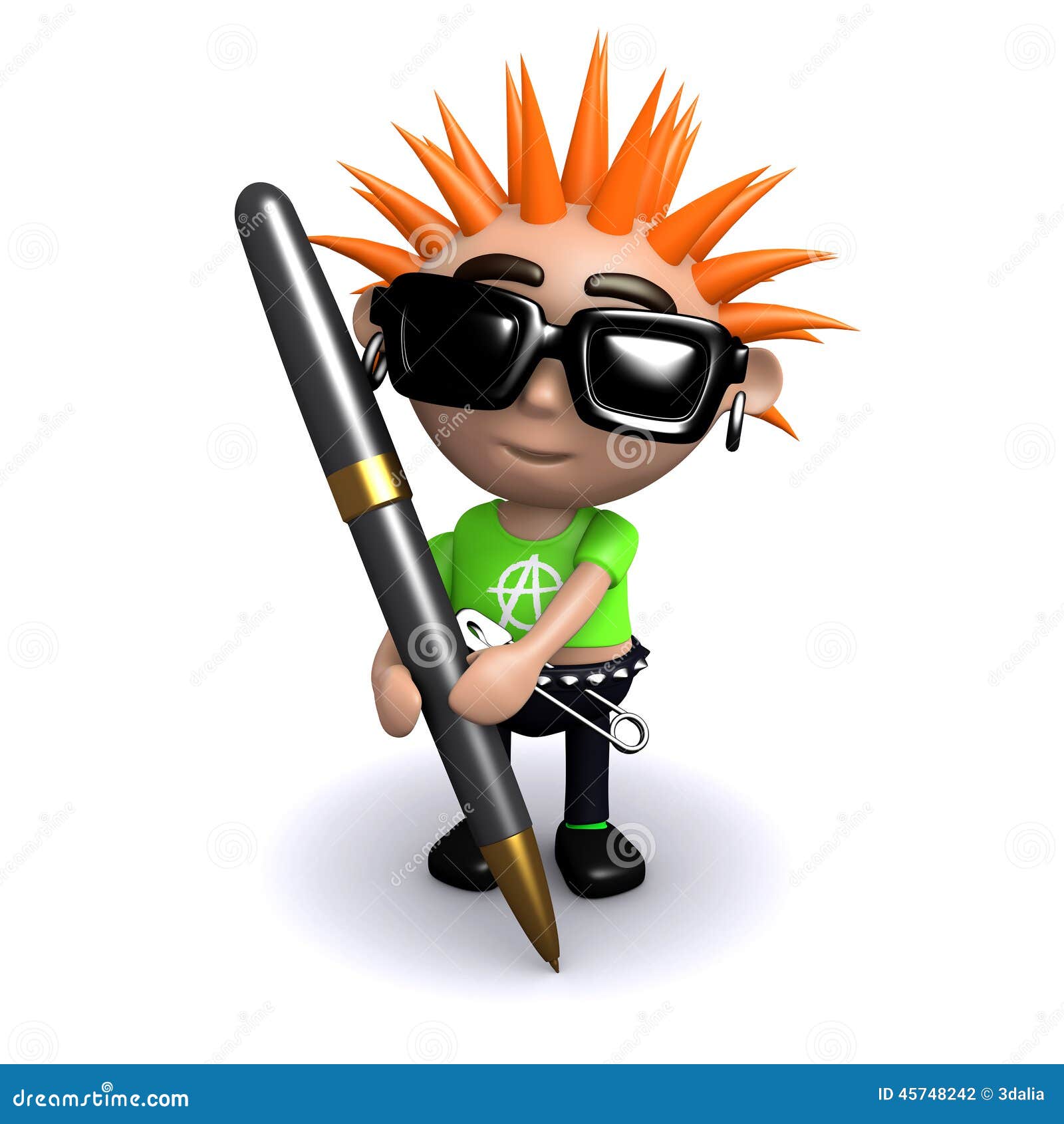 3d Punk writing with a pen stock illustration. Illustration of dirty ...