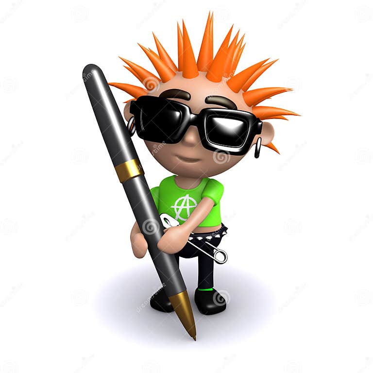 3d Punk writing with a pen stock illustration. Illustration of dirty ...