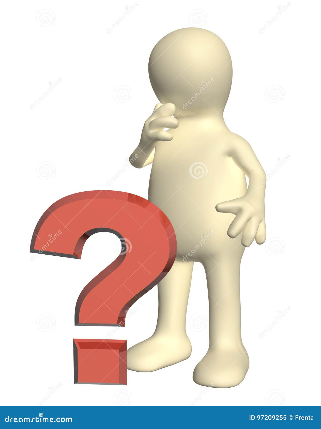 3d Puppet with Question Mark Stock Illustration - Illustration of ...