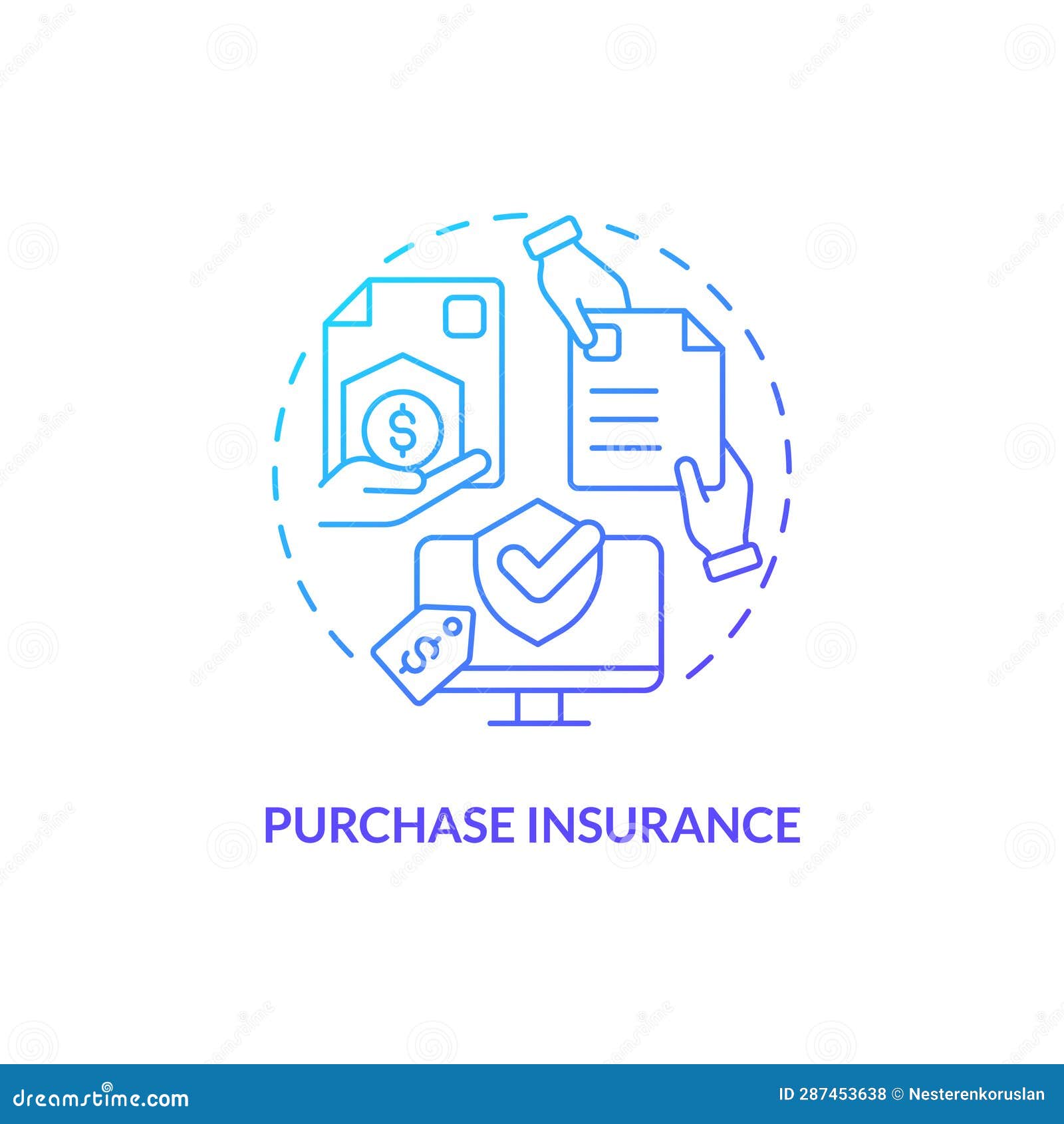 2D Purchase Insurance Gradient Icon Concept Stock Illustration ...