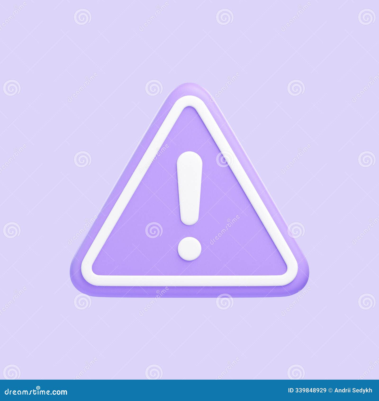 3D Purple Warning Icon with Exclamation Mark Stock Illustration ...