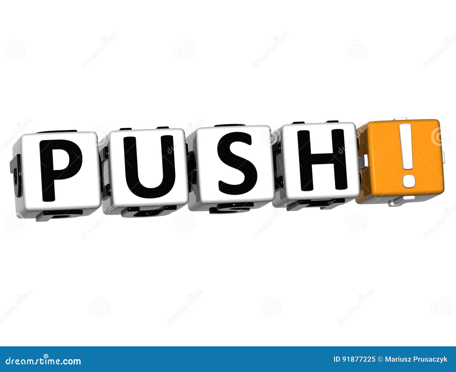 3D Push Block Text on White Stock Image - Image of idea, puzzle: 91877225