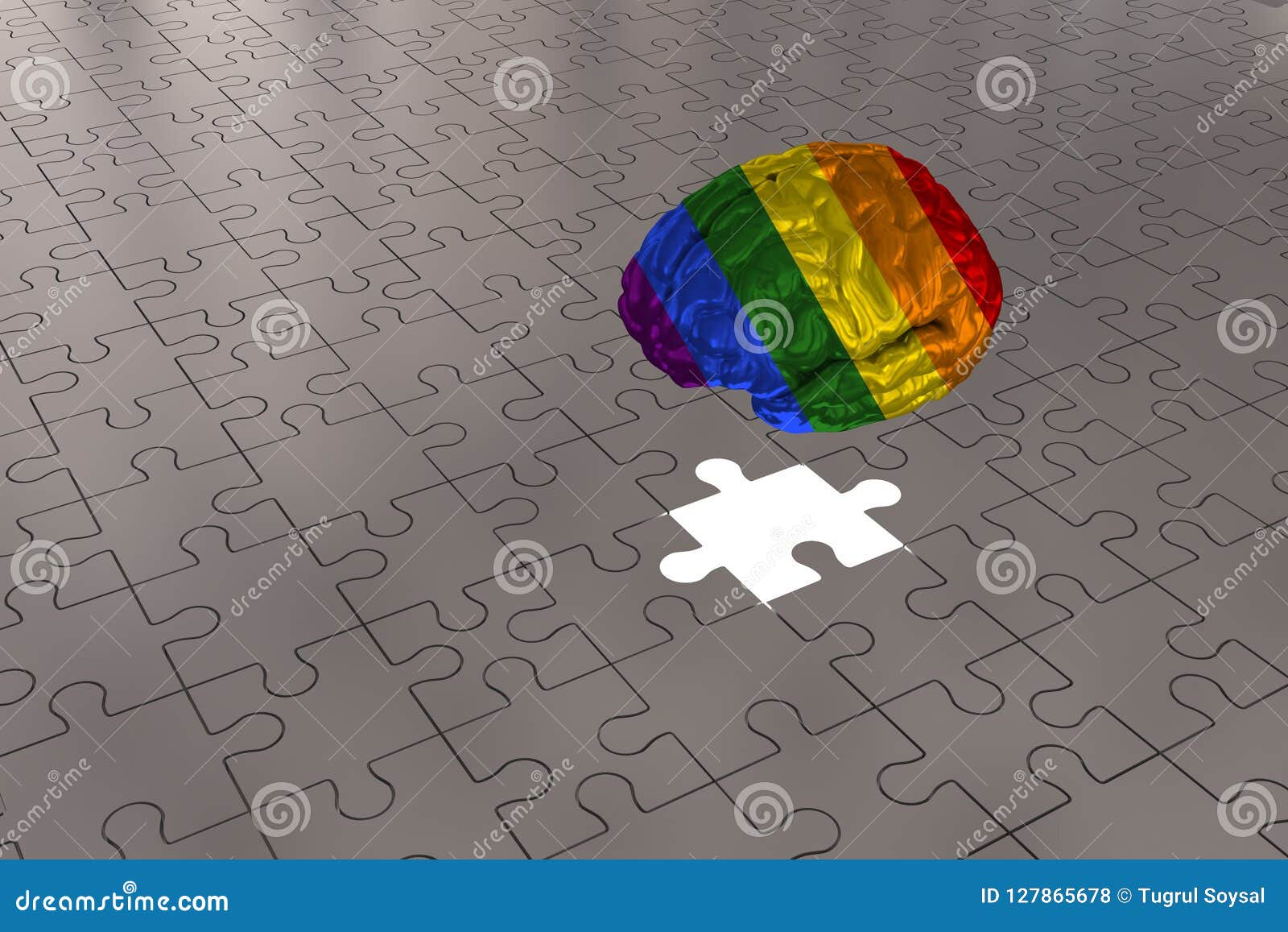 Silver Puzzle Plane For Lgbt Flag To Brain Stock Illustration