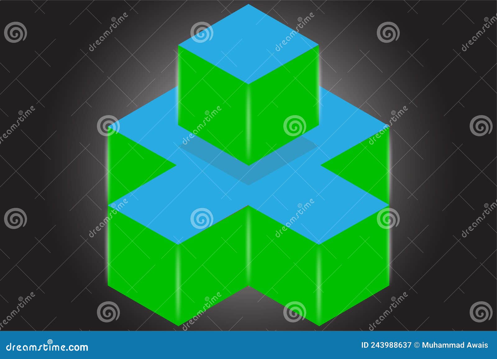3D Puzzle Cube Art with Floating Cube Stock Illustration - Illustration ...