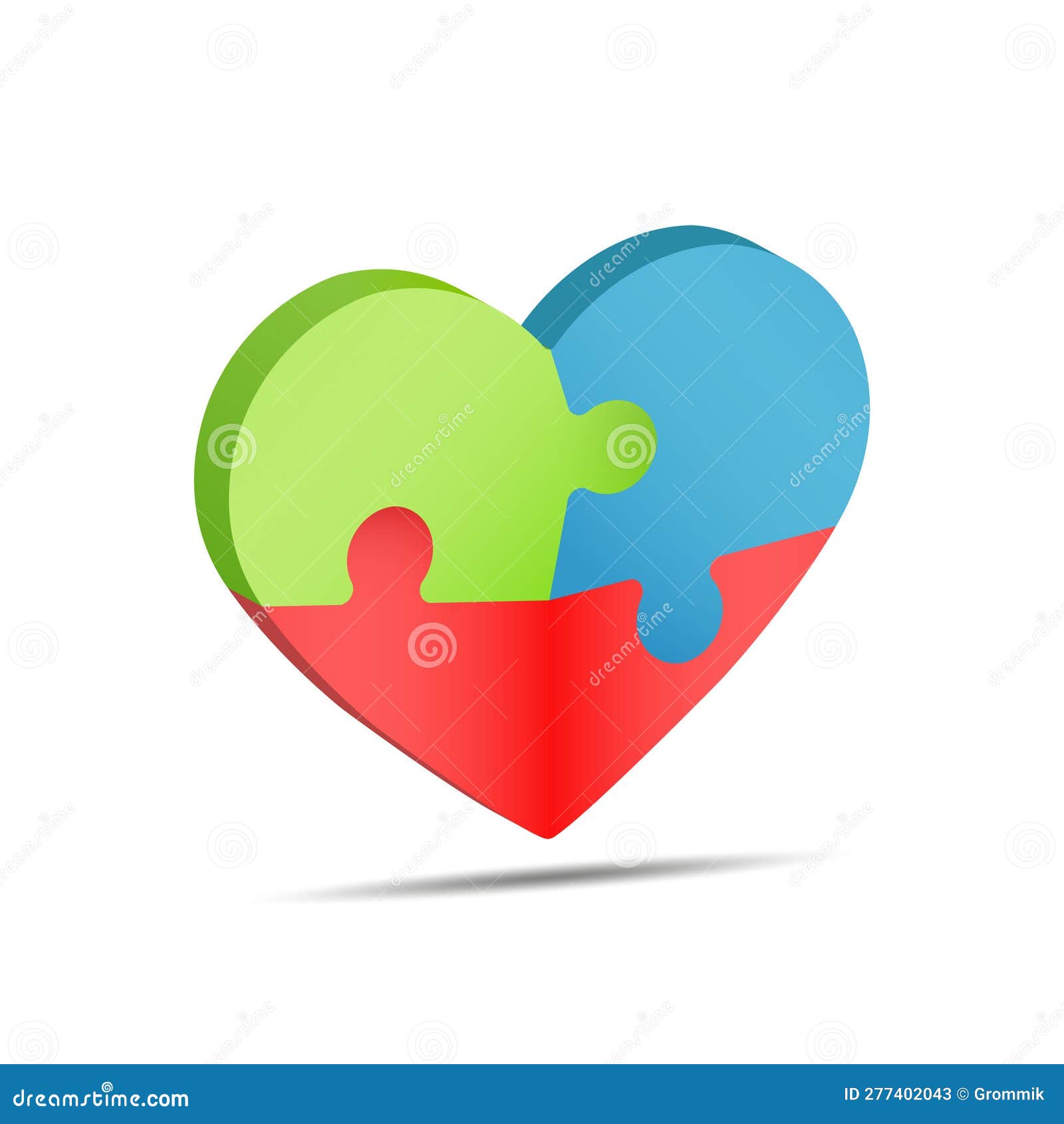 3d Puzzle of the Heart. the Heart Consists of Three Puzzle Elements in ...