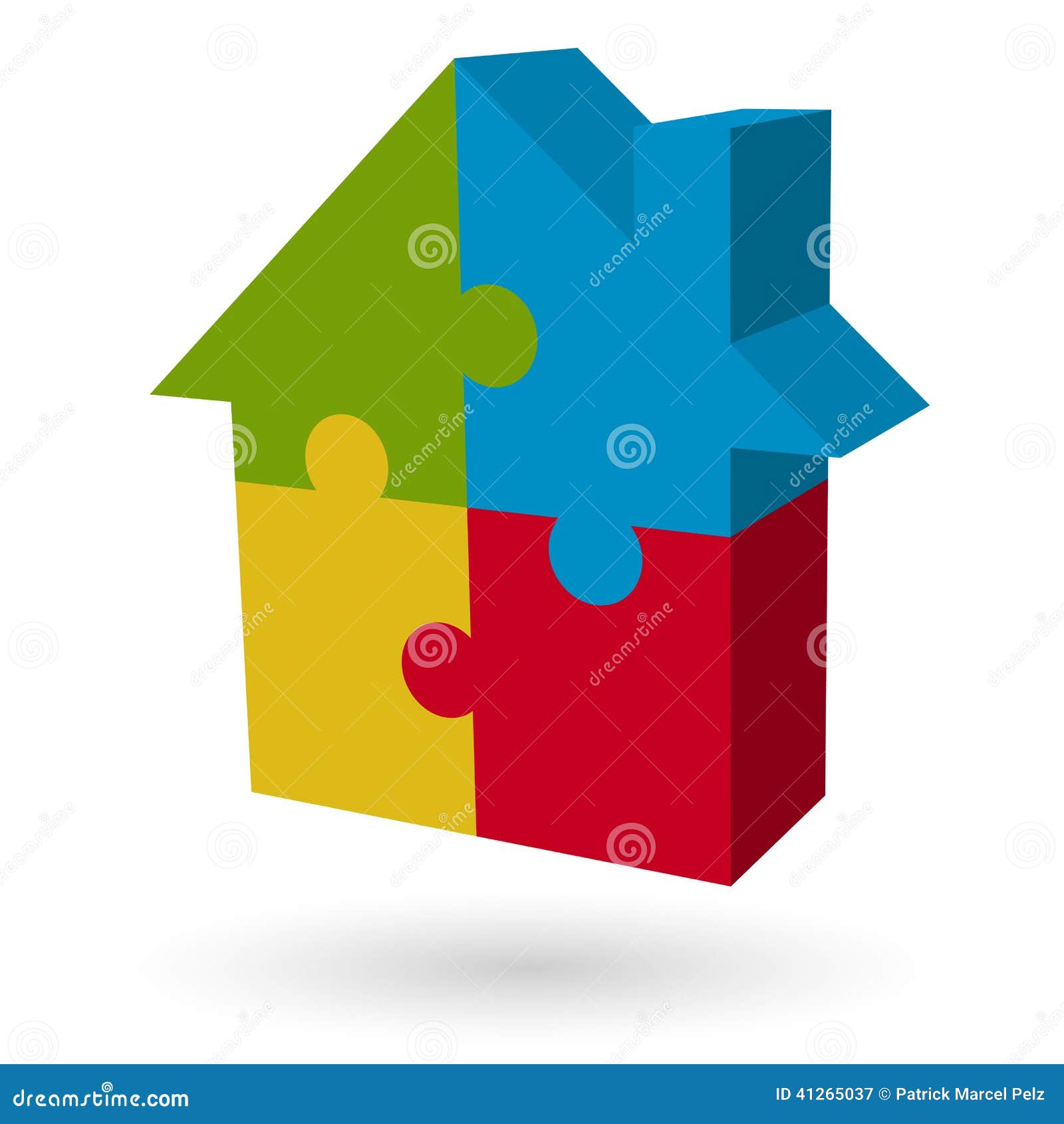 3D puzzle house stock vector. Illustration of design - 41265037