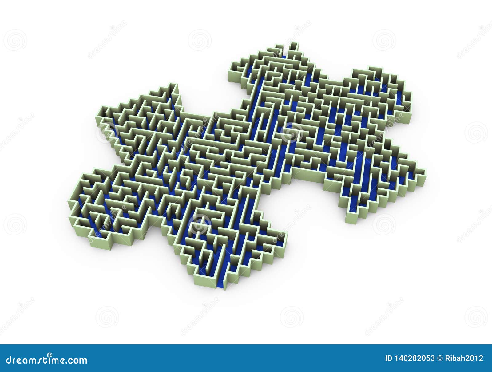 3d Puzzle Jigsaw Piece Labyrinth Maze Stock Illustration - Illustration ...