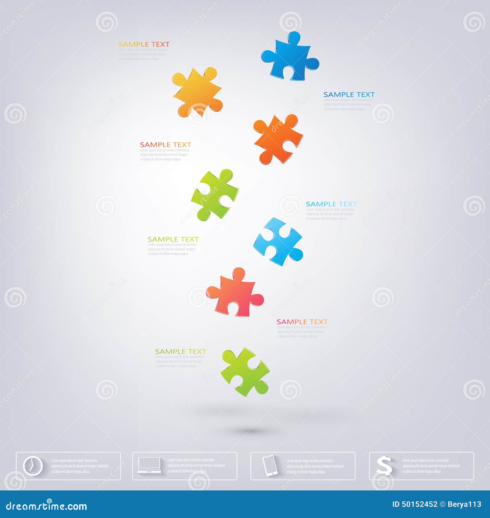 3D Puzzle Piece Infographics. Can Be Used for Web Stock Vector ...