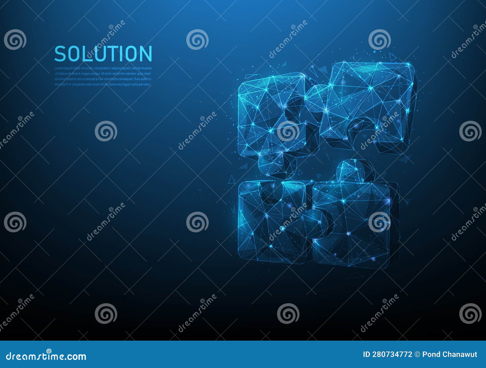 3d Puzzle Pieces Business Low Poly Digital. Jigsaw Game Connection ...