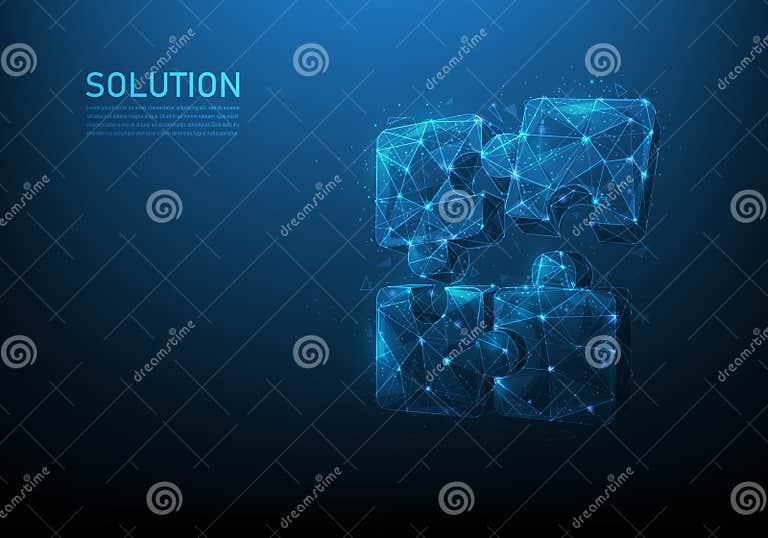 3d Puzzle Pieces Business Low Poly Digital. Jigsaw Game Connection ...