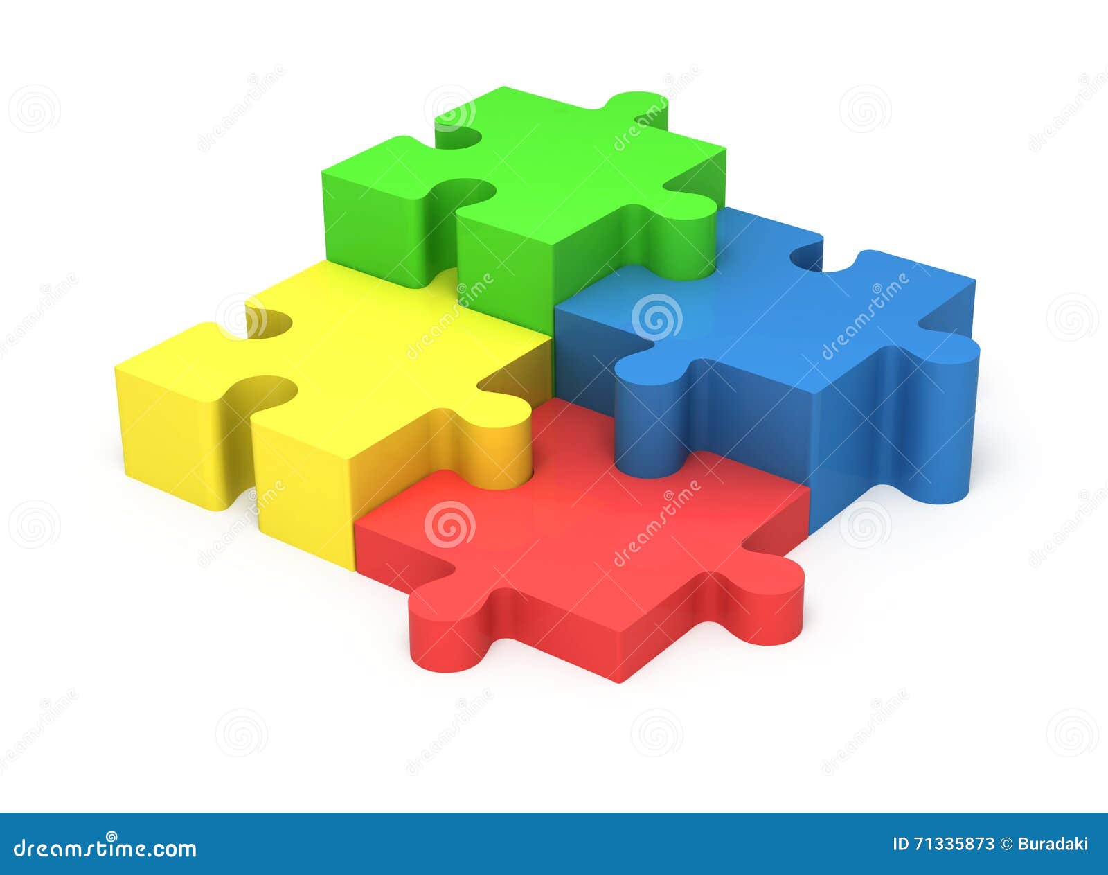 3D Puzzle Pieces. Concept Teamwork. Stock Illustration - Illustration ...