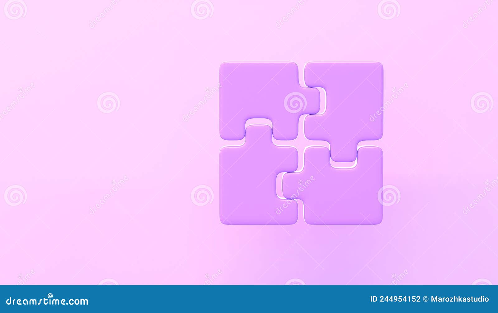 3D Puzzle Pieces on Pink Background, Business Concept. Teamwork ...