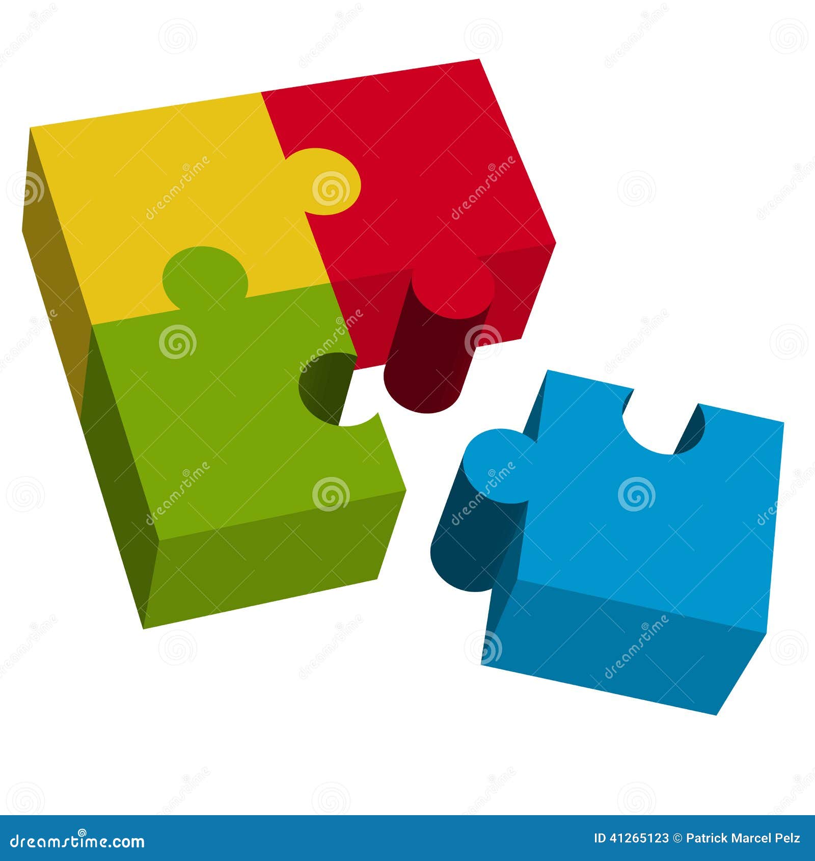 3D Puzzle Square with Loose Part Stock Illustration - Illustration of ...