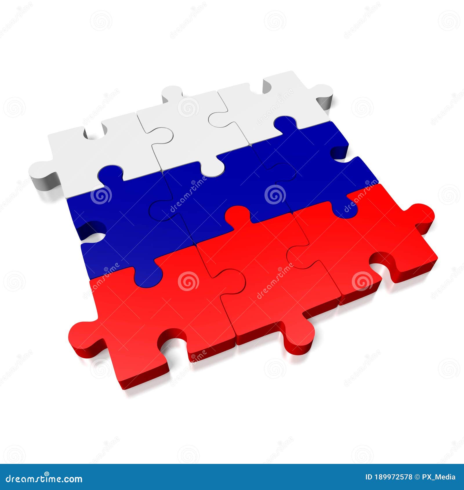 Flag of Russia - 3D Jigsaw Puzzle Pieces Stock Illustration ...