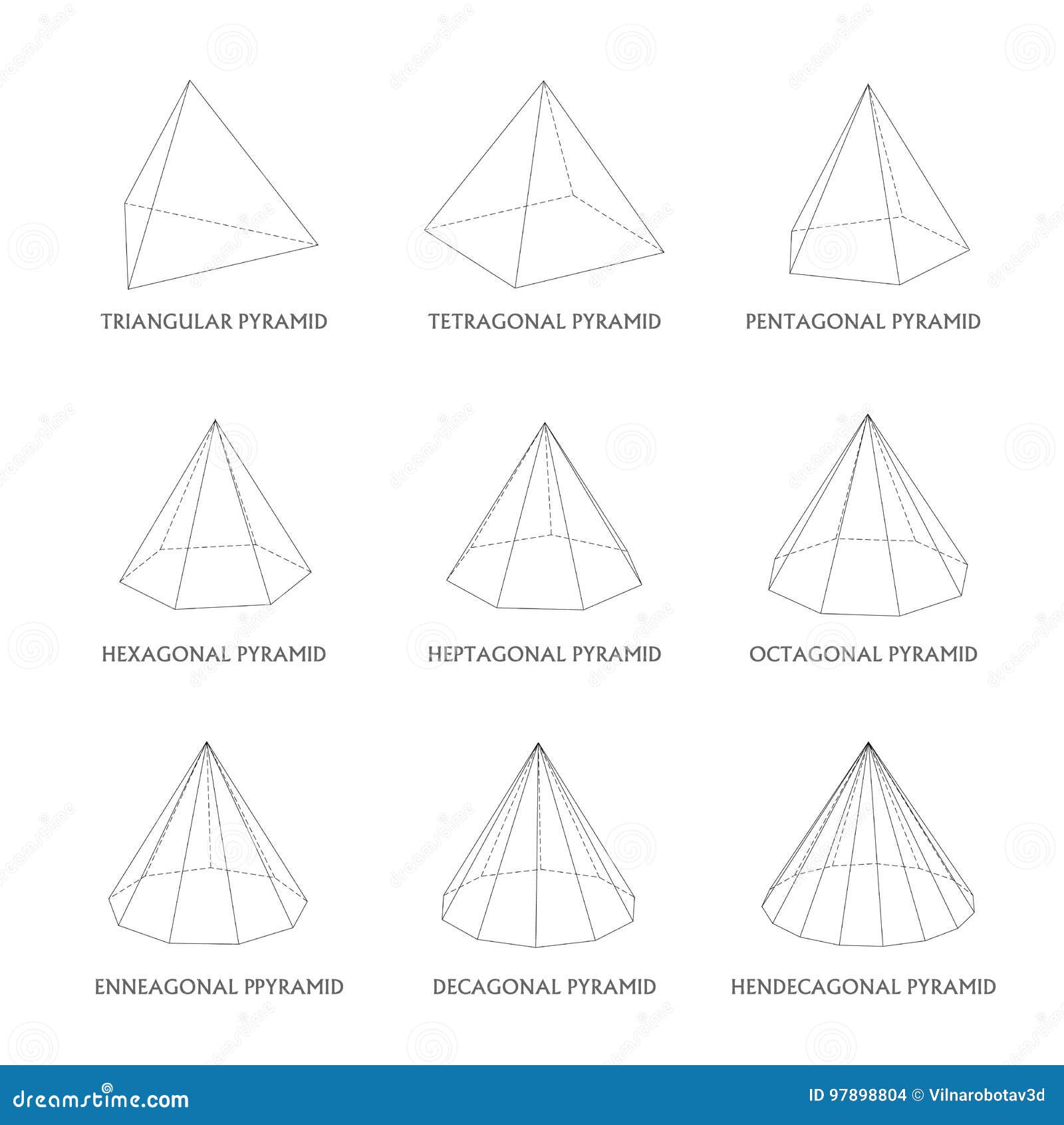 3d Pyramids Template. Realistic with Shadow Stock Vector - Illustration ...