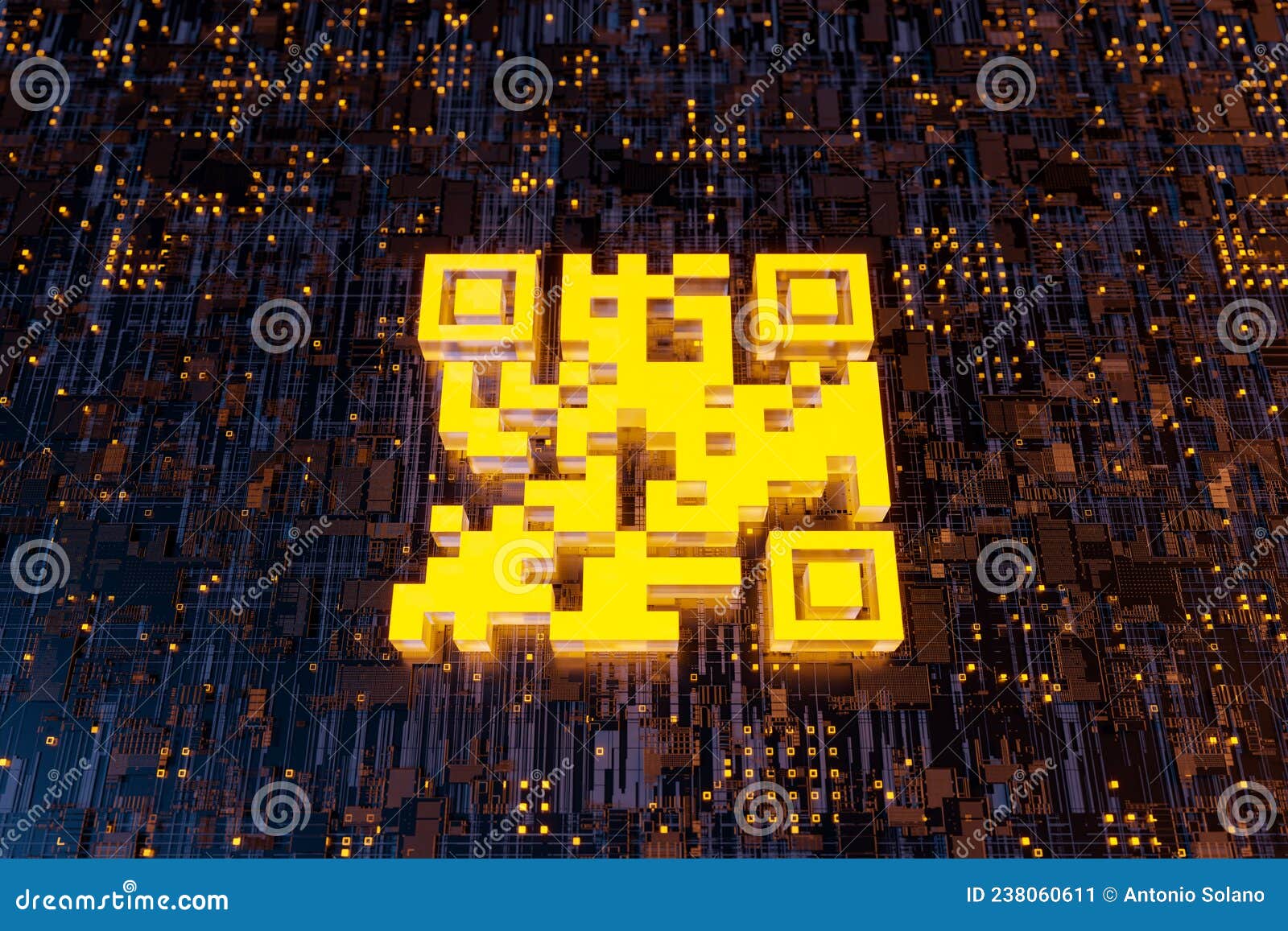 3d QR Code on Abstract Electronic Board Stock Illustration ...