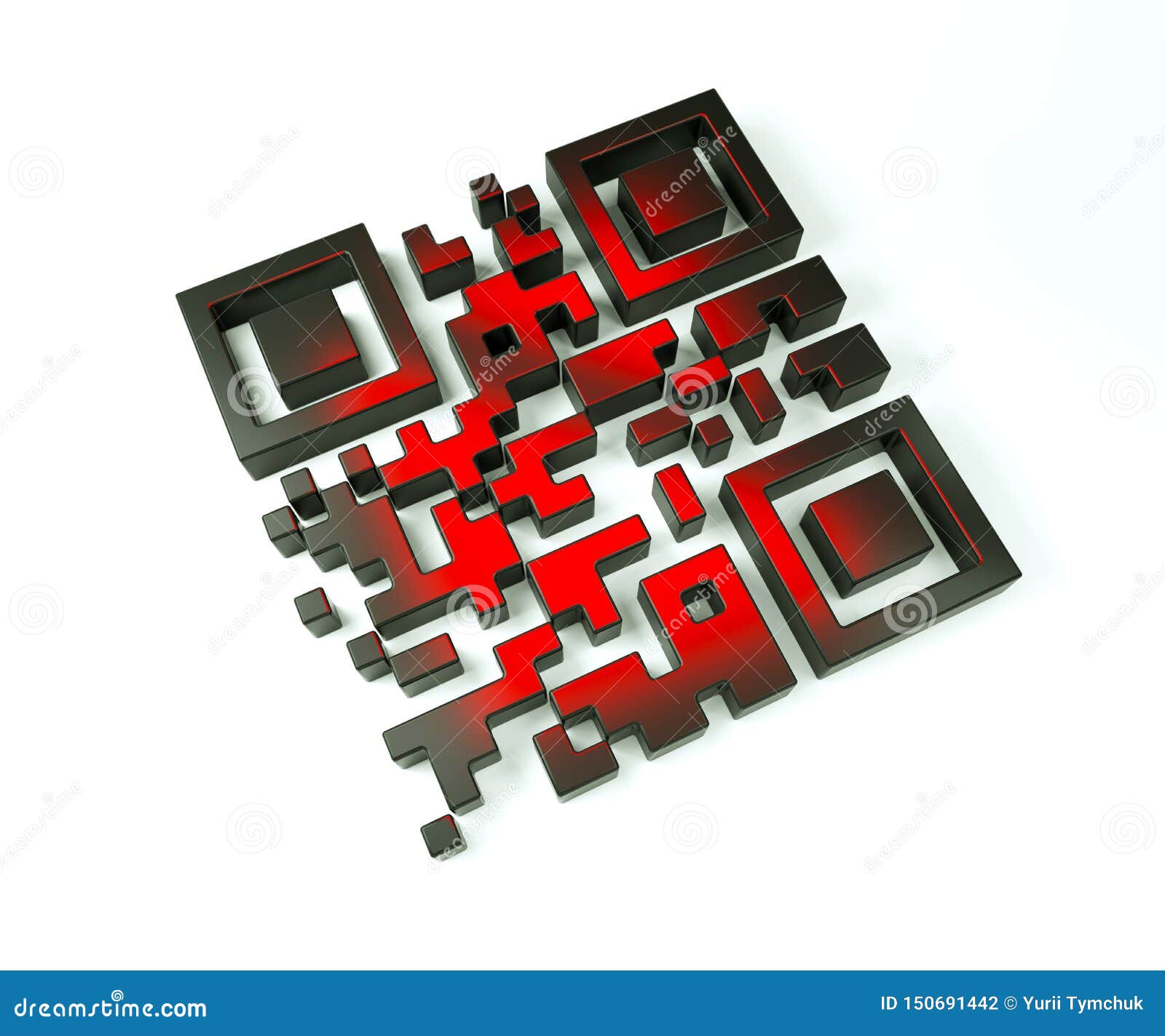 3d Qr Code in Black-red Colors Stock Illustration - Illustration of ...