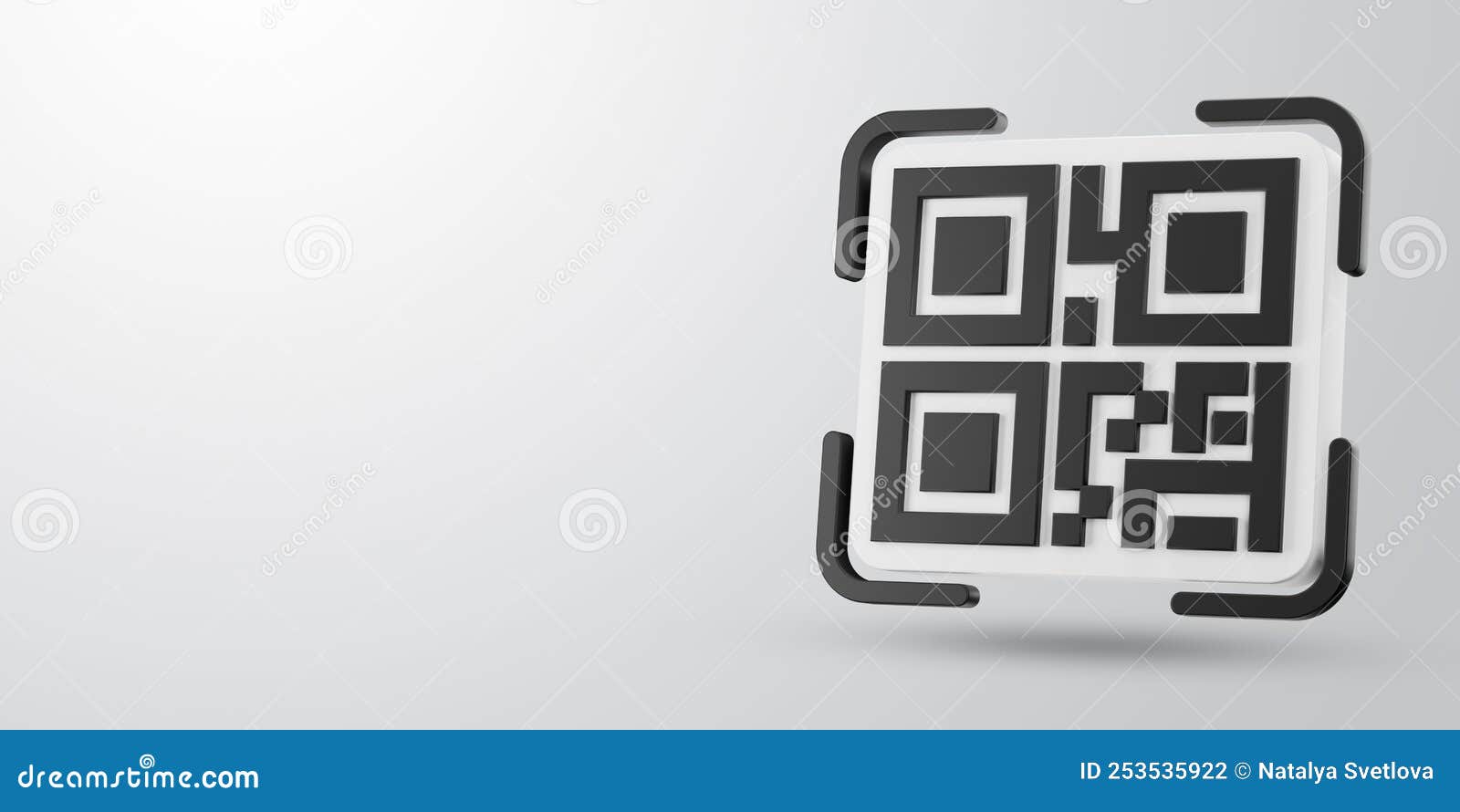 3D QR Code Icon and Space for Text Against Light Background. 3D ...