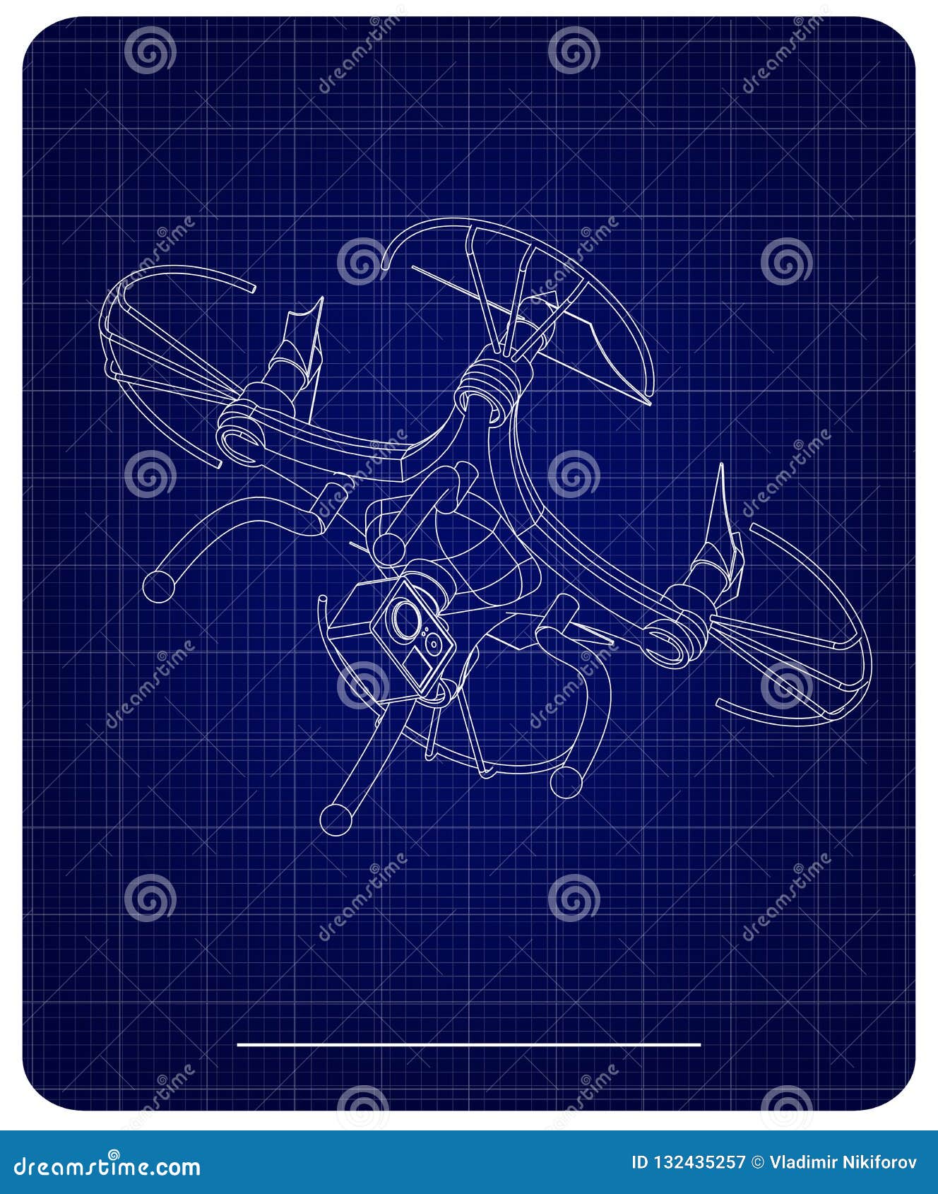 3d Quadcopter Model on a Blue Stock Vector - Illustration of concept ...
