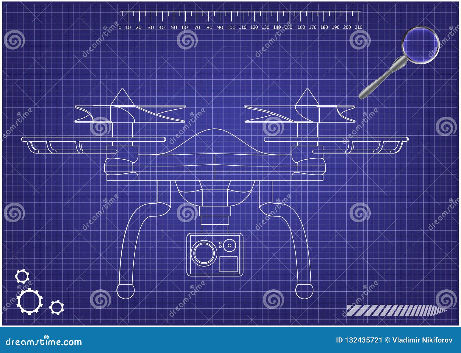 3d Quadcopter Model on a Blue Stock Vector - Illustration of logo, icon ...