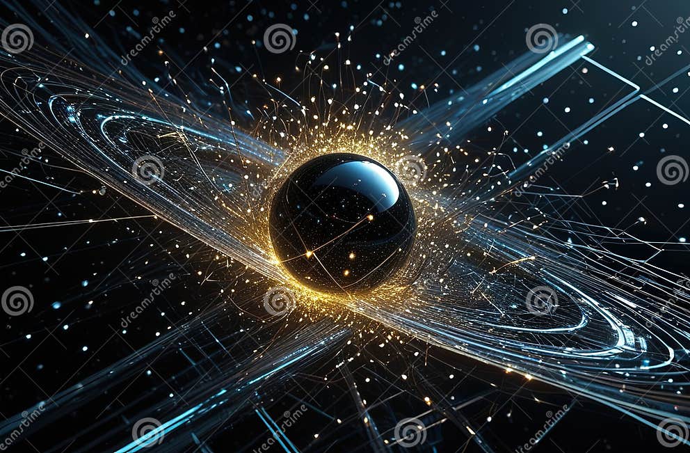 3D Quantum Computing Concept, Abstract Digital Particles. Tech Industry ...