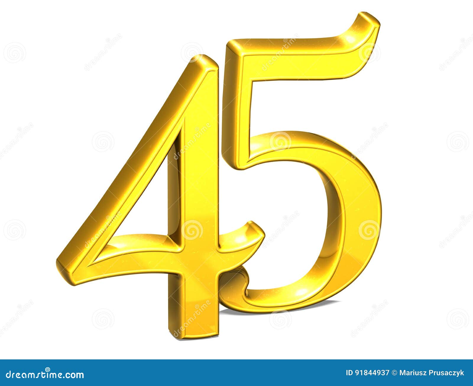 3D or Quarante-cinq Sur Le Fond Blanc Illustration Stock - Illustration ...