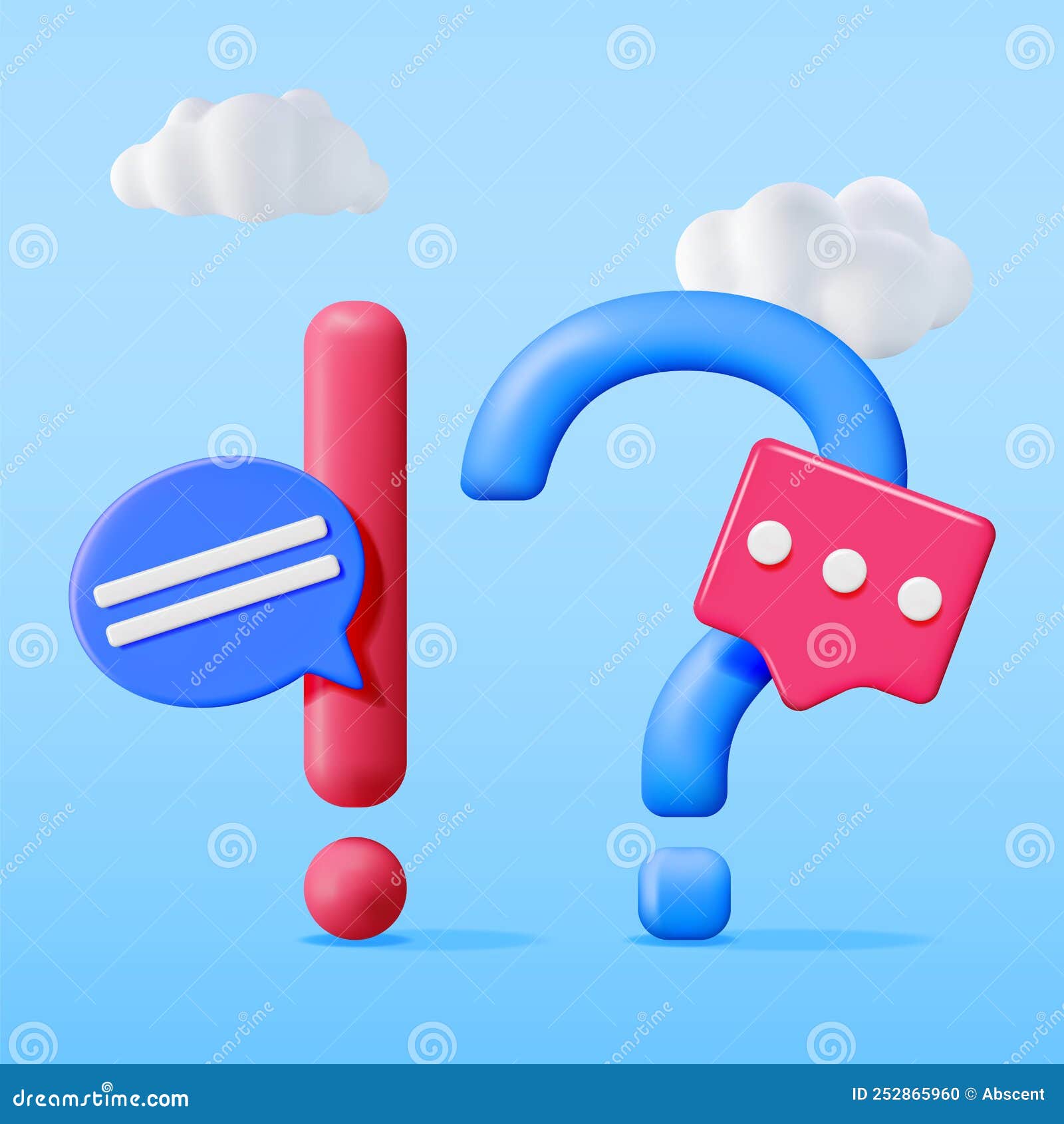 3d Question Exclamation Marks with Chat Bubbles Stock Vector ...