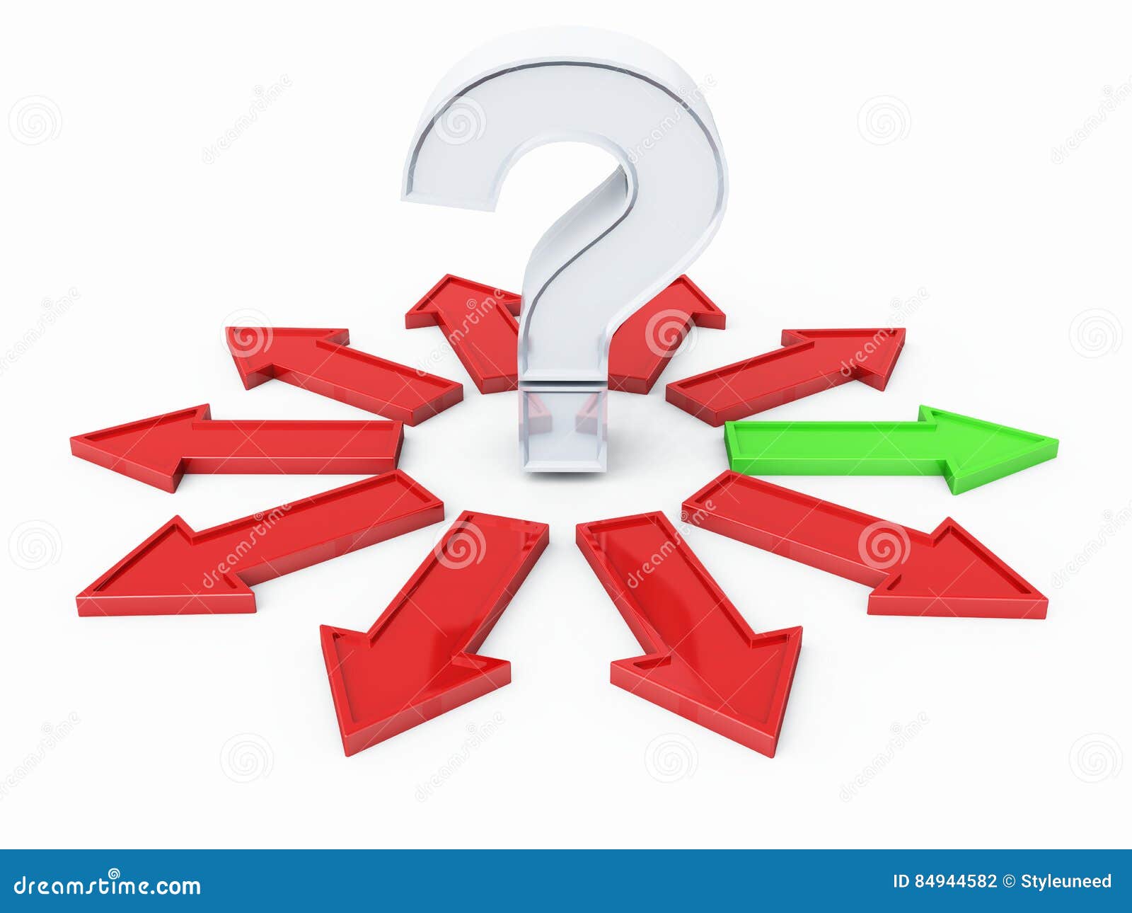 3D Question Mark Arrow Concept Green Red Right Stock Illustration ...