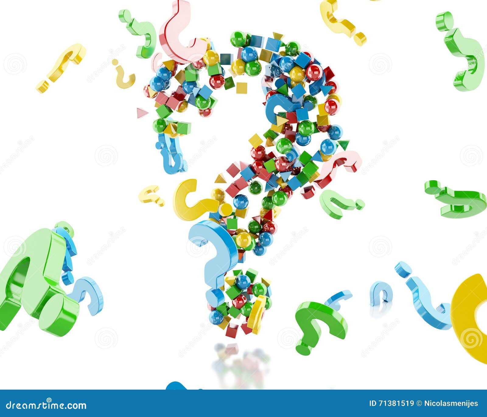 3d Question Mark with Colorful Geometric Figures. Stock Illustration ...