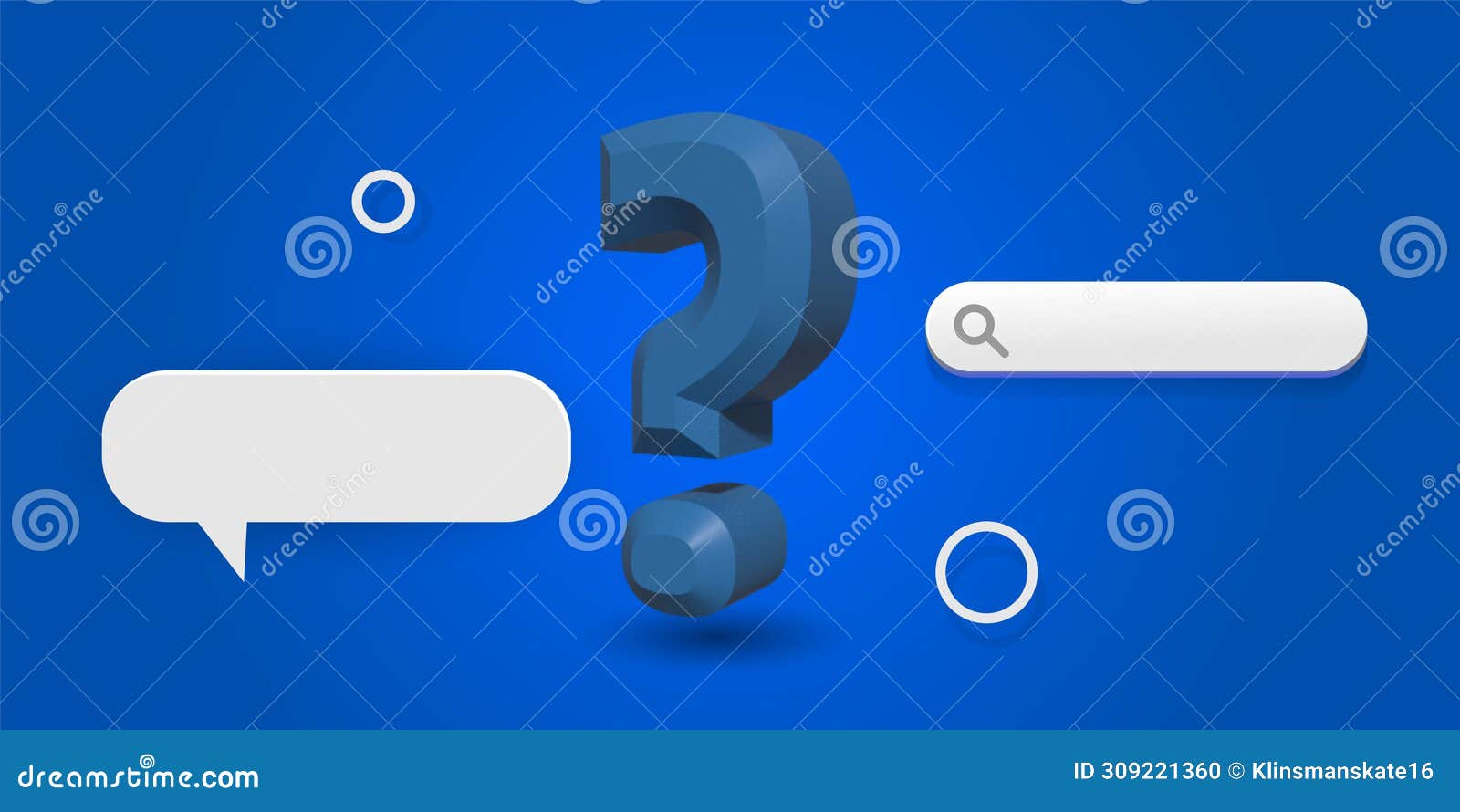 3d Question Mark with Research and Blank Bubble Design on Blue ...