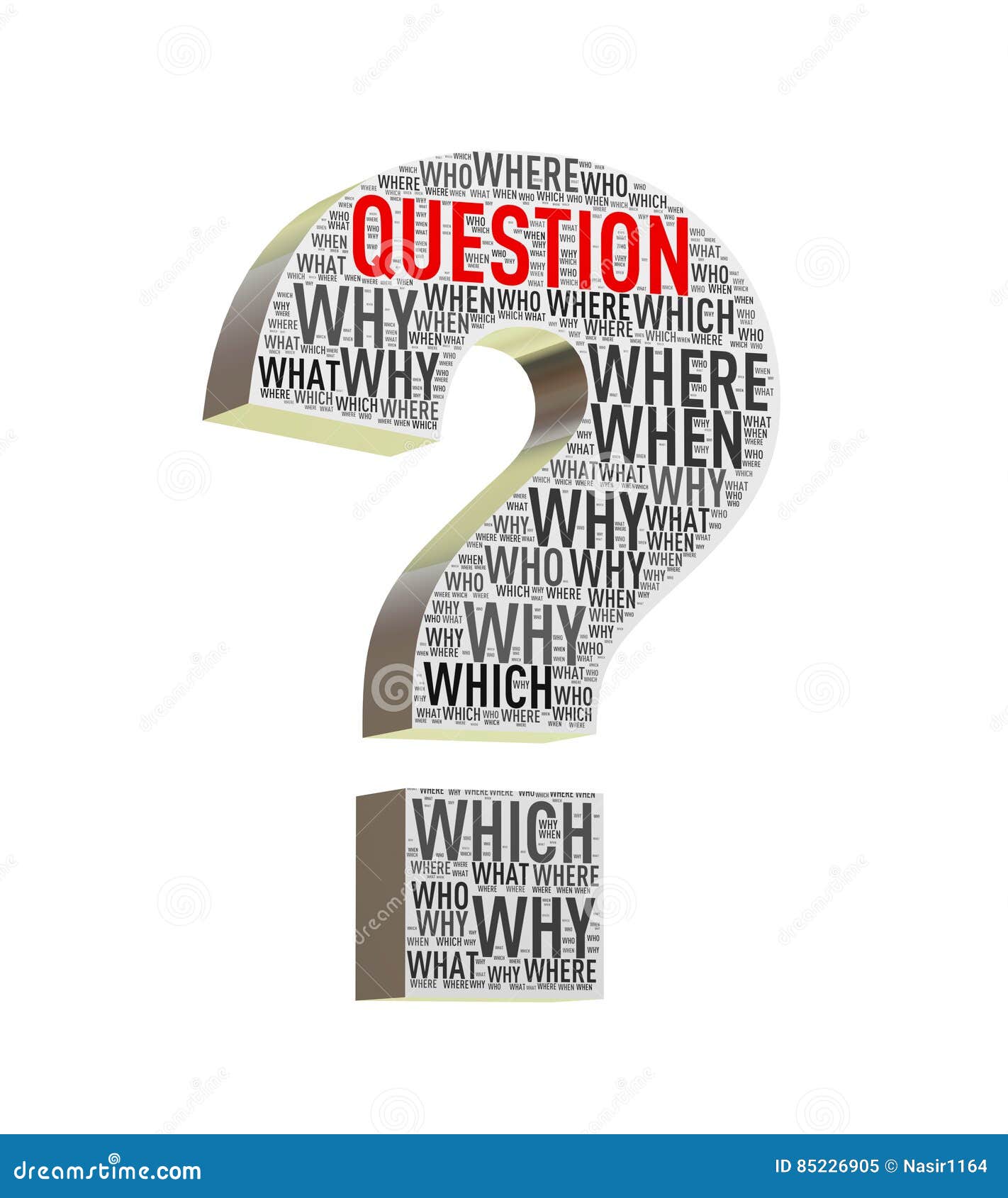 3d Question Mark Shape Wordcloud Wordtags Stock Illustration ...