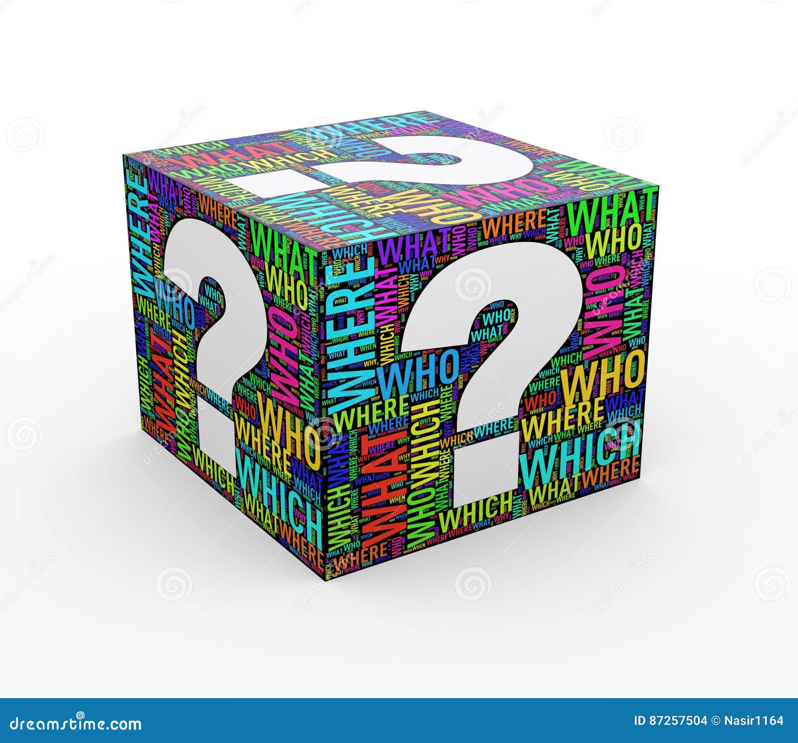 3d Question Mark Wordcloud Wordtags Cube Stock Illustration ...