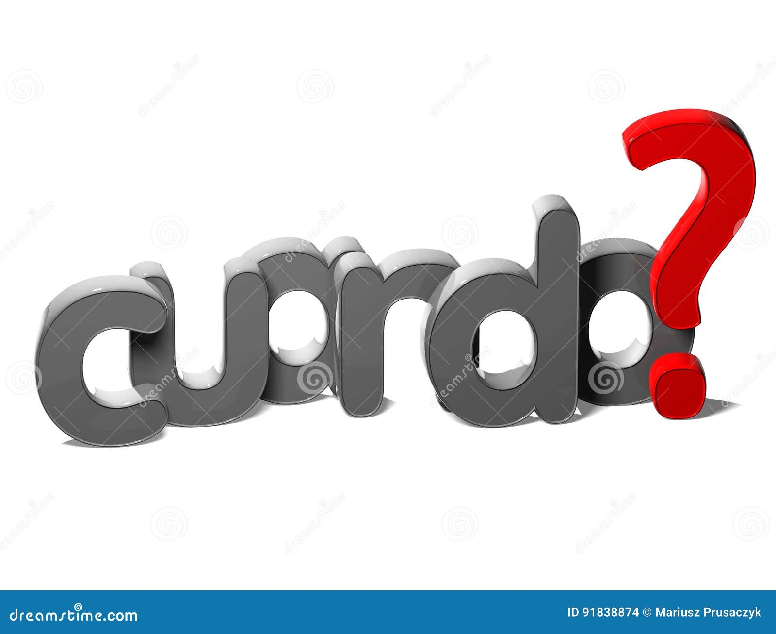 3D Question Word when in Spanish Language Cuando on White Background ...