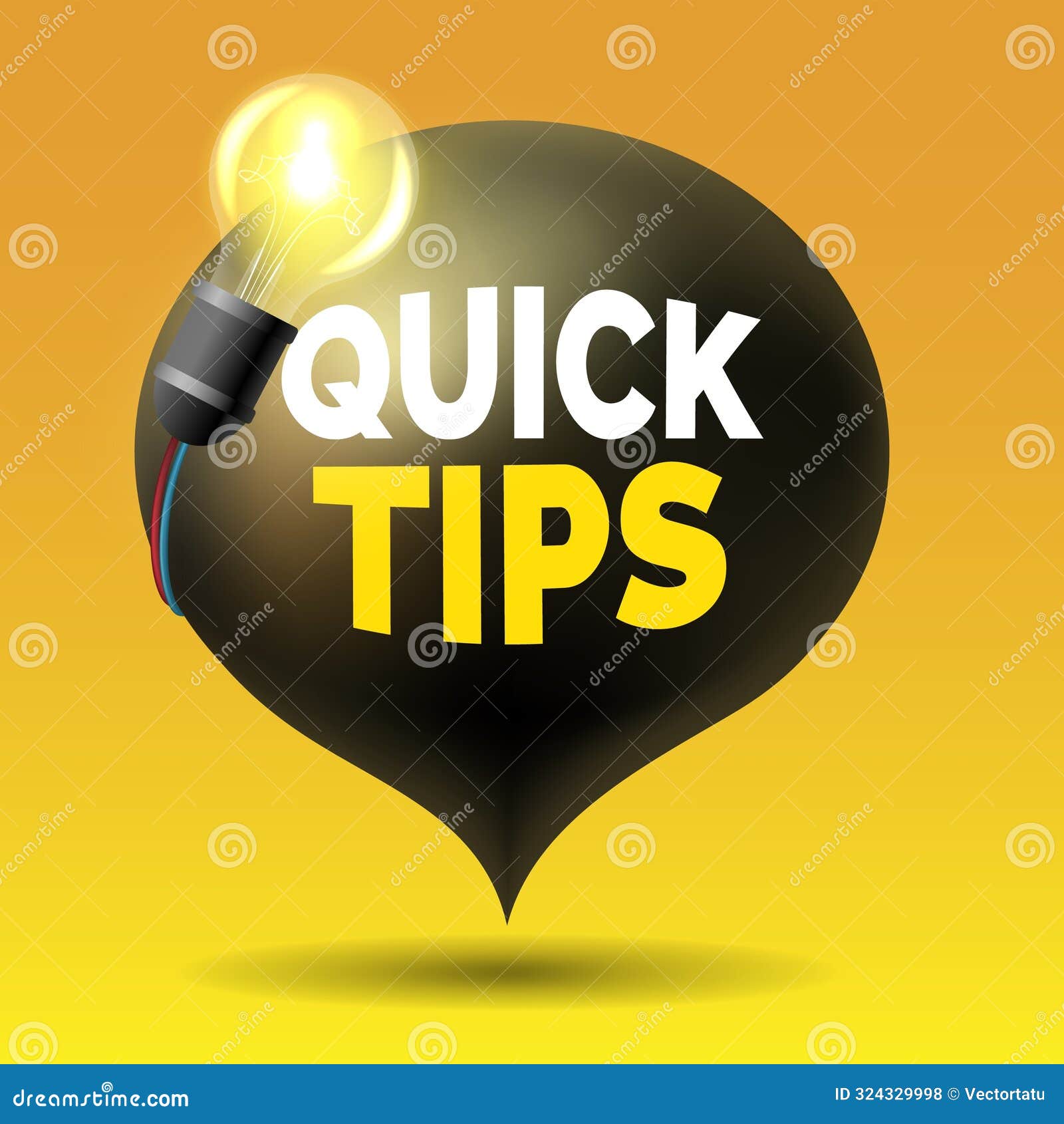 Quick Tip Bubble Black With Bulb Lamp And Quick Tip Caption Inside ...