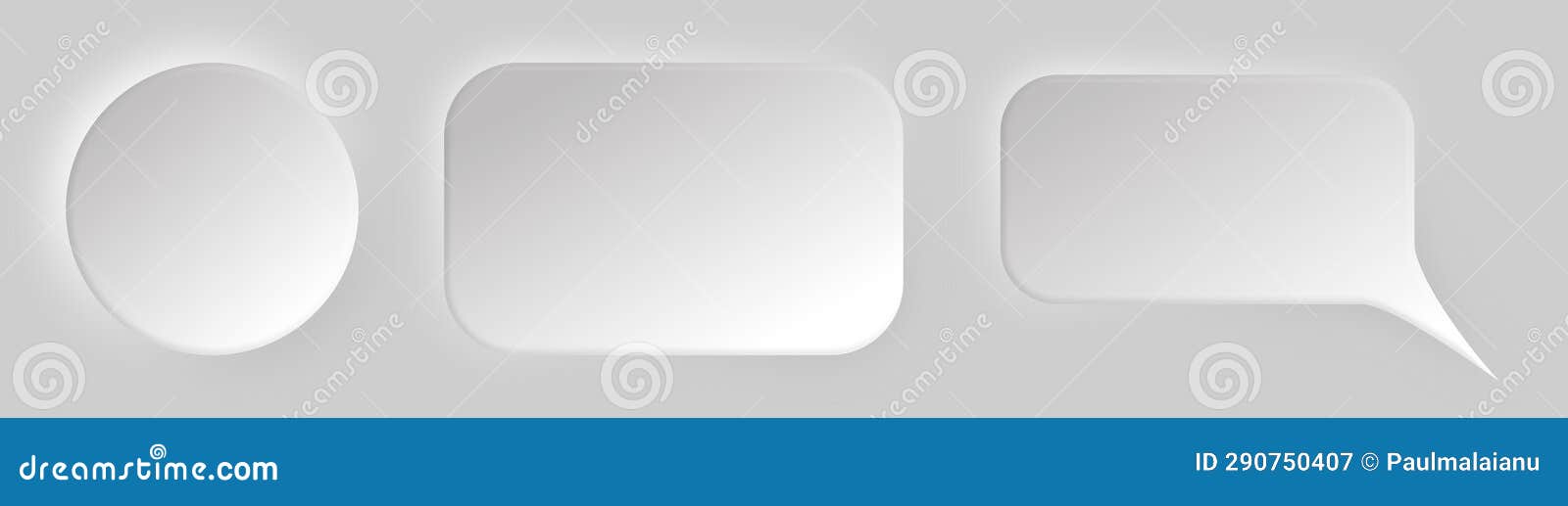 3D Quote Icons Set with Realistic Shadow on Gray Background. Stock ...