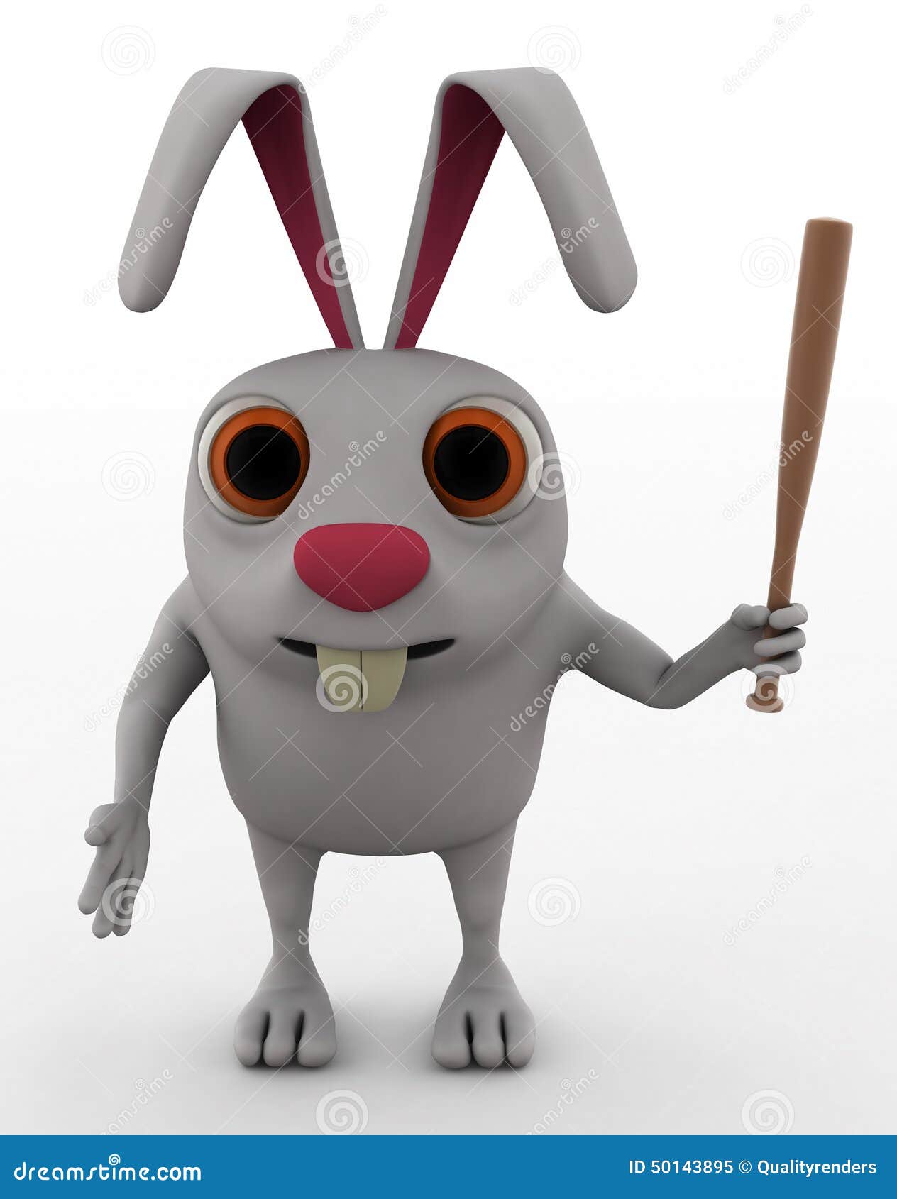 3d Rabbit With Baseball Bat Concept Stock Illustration - Illustration ...