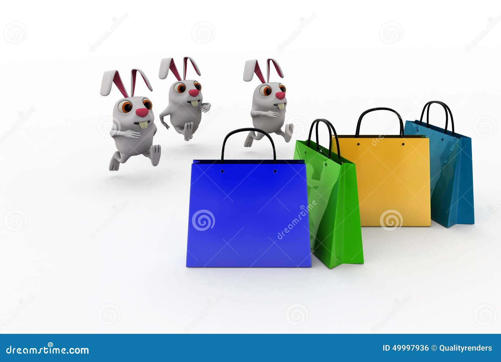3d rabbit shopping concept stock illustration. Illustration of cartoon ...