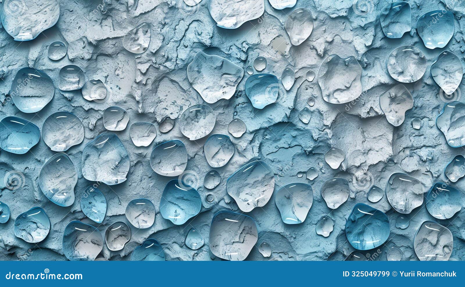 3d Rain Droplets Seamless Texture in Dusty Blue and Gray with Puddles ...