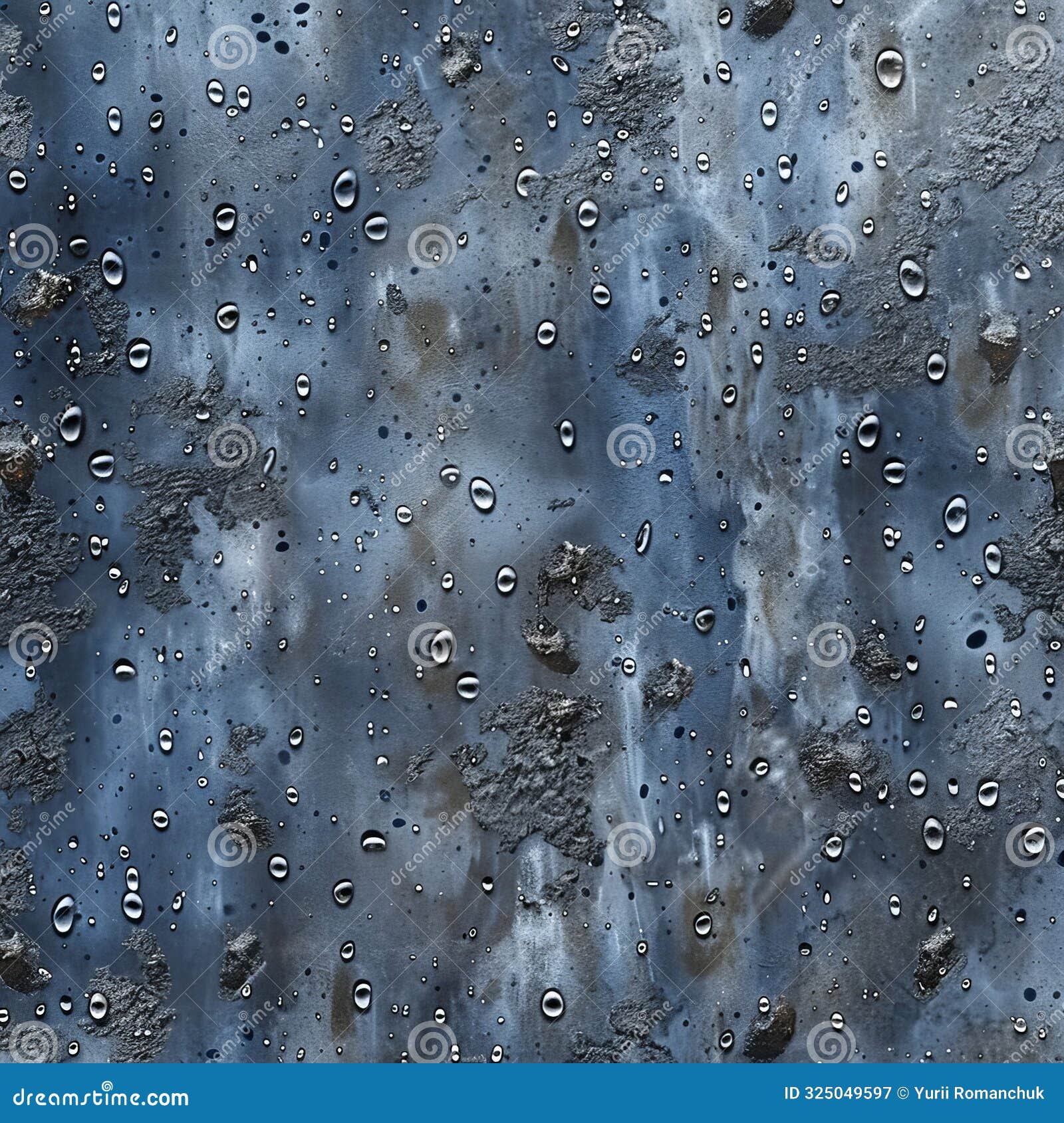 3d Rain Droplets Seamless Texture in Dusty Blue and Gray with Puddles ...
