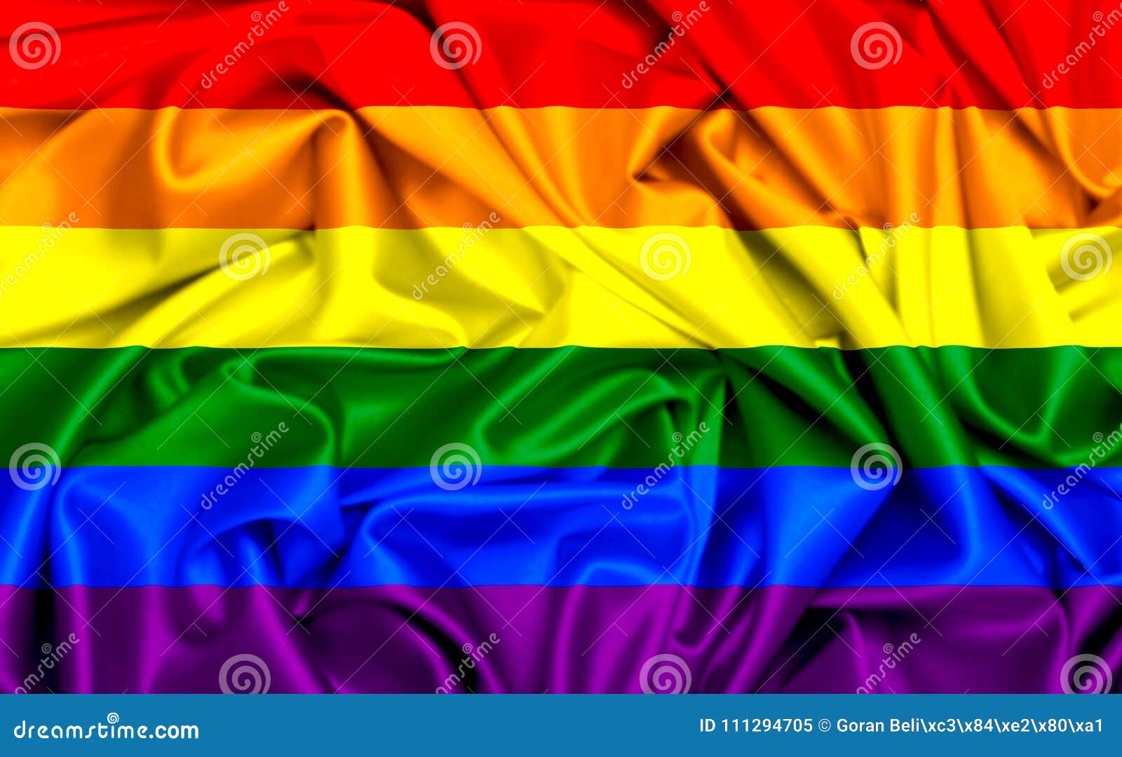 3d Rainbow Gay Pride Flag Waving In The Wind Stock Illustration