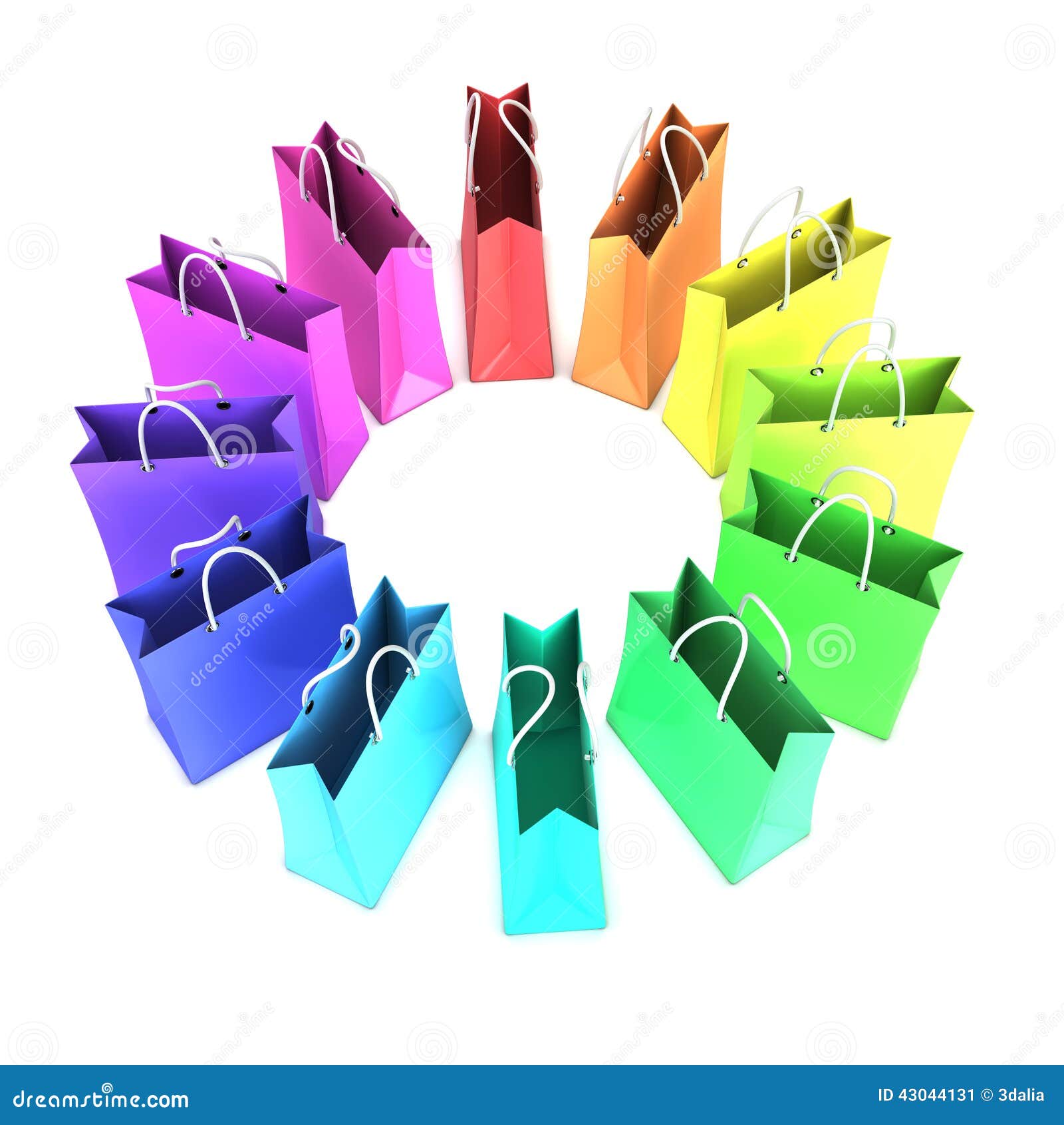 3d Rainbow Spectrum Shopping Bags Stock Illustration - Illustration of ...