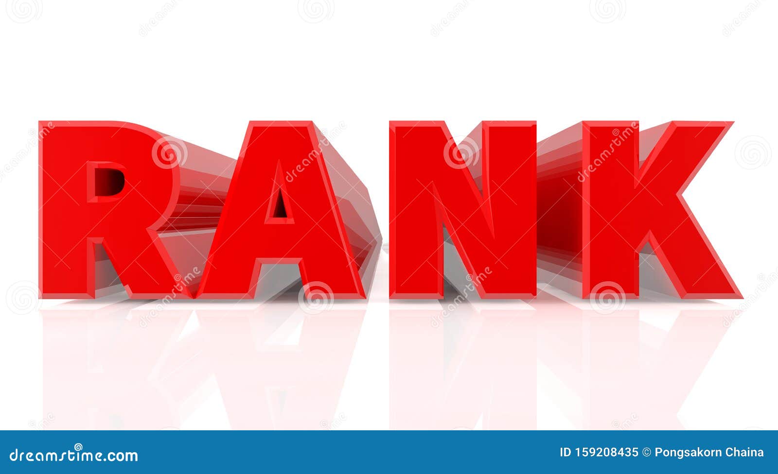3D RANK Word on White Background 3d Rendering Stock Illustration ...