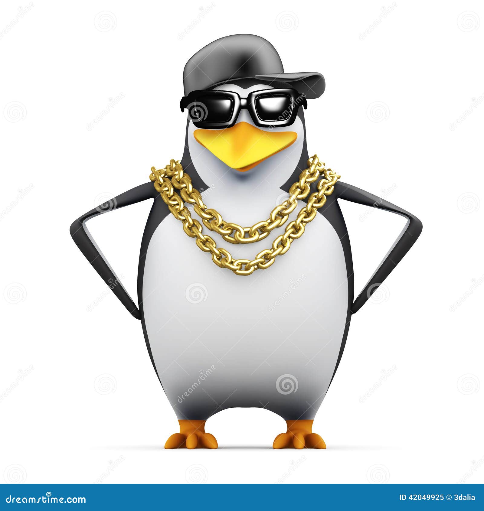 3d Rapper Penguin Hands on Hips Stock Illustration - Illustration of ...