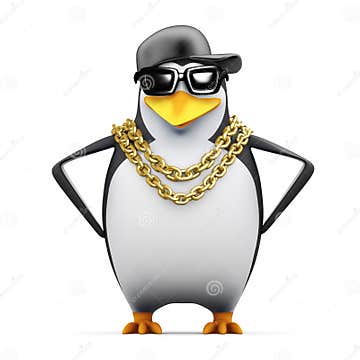 3d Rapper Penguin Hands on Hips Stock Illustration - Illustration of ...
