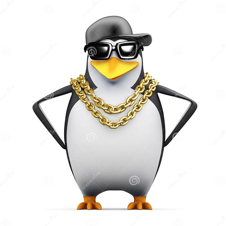3d Rapper Penguin Hands on Hips Stock Illustration - Illustration of ...