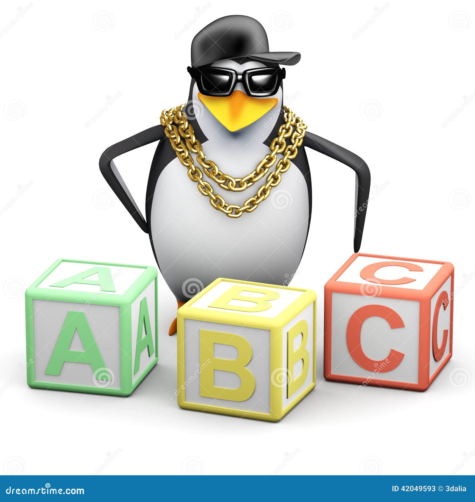 3d Rapper Penguin Teaches the Alphabet Stock Illustration ...