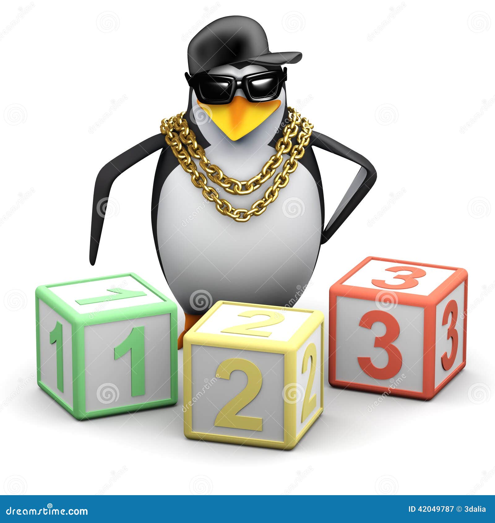 3d Rapper Penguin Teaches Maths Stock Illustration - Illustration of ...