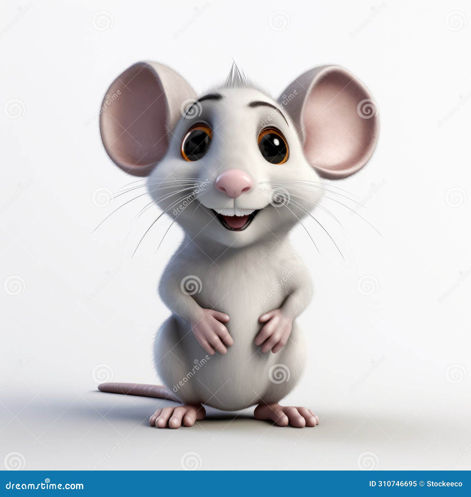 3d Cel Shaded Rat Looking at Camera on White Background Stock ...